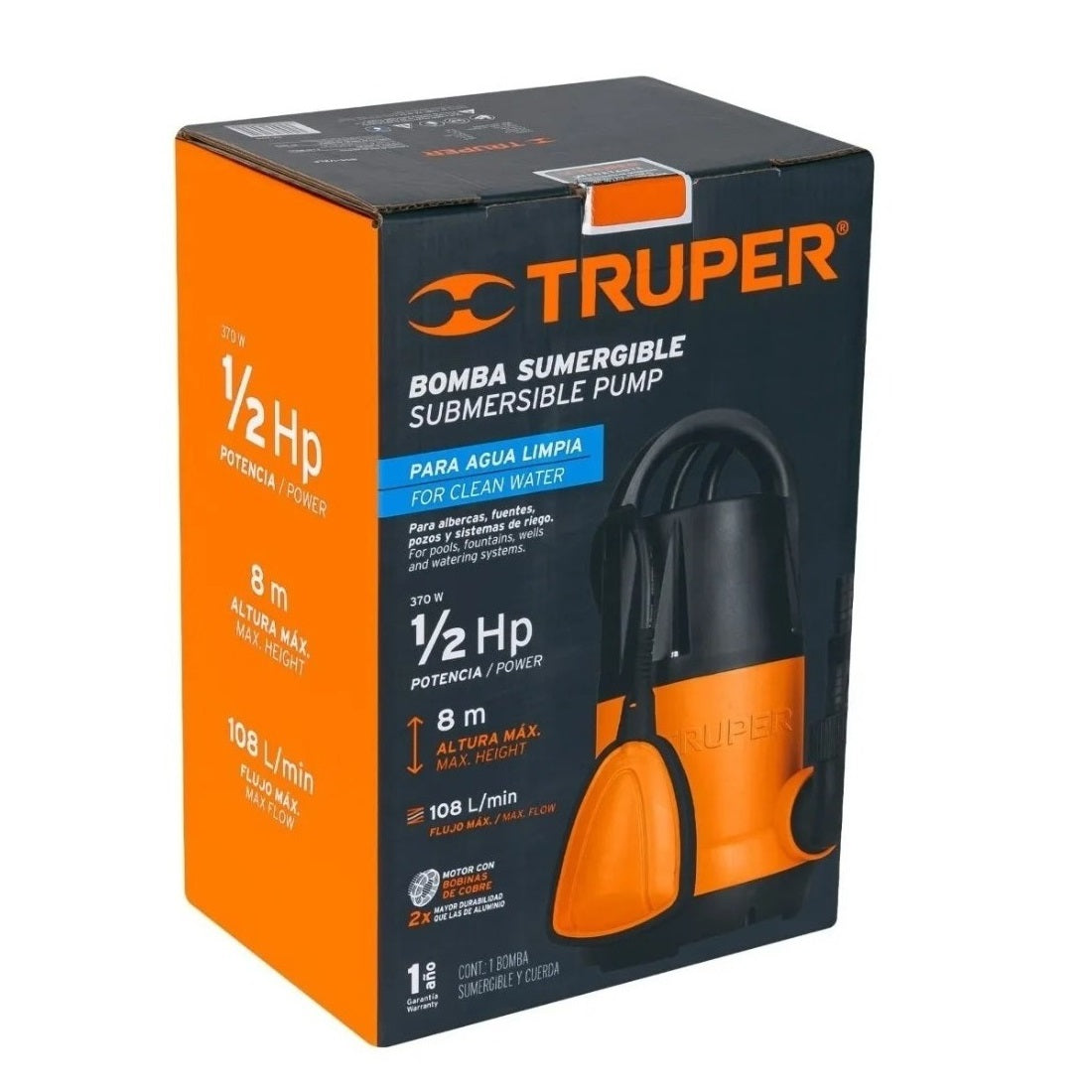 Bomba Sumergible Agua Limpia 1/2 Hp Truper 12601 – Torke