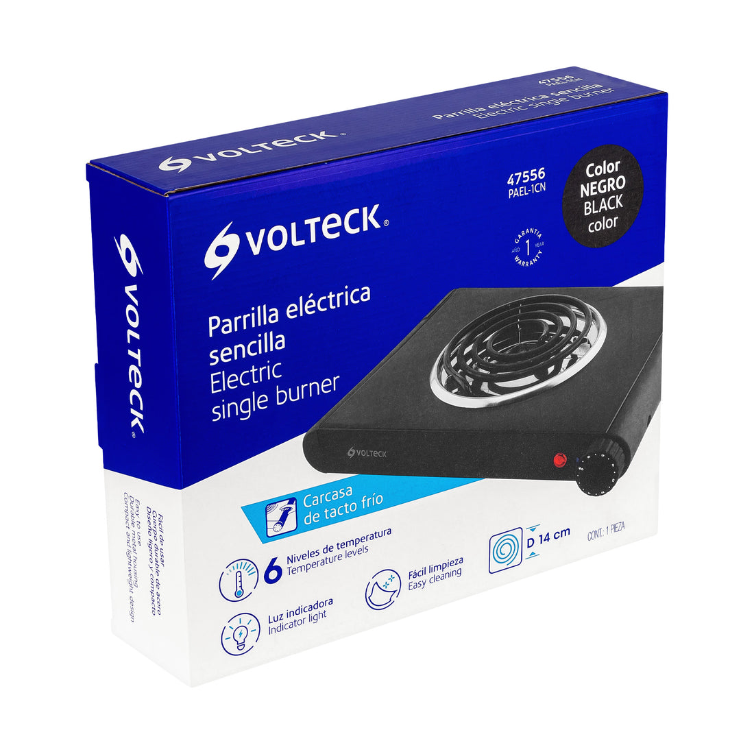 Parrilla Eléctrica De Resistencia, Volteck 47556 Color Negro – Torke