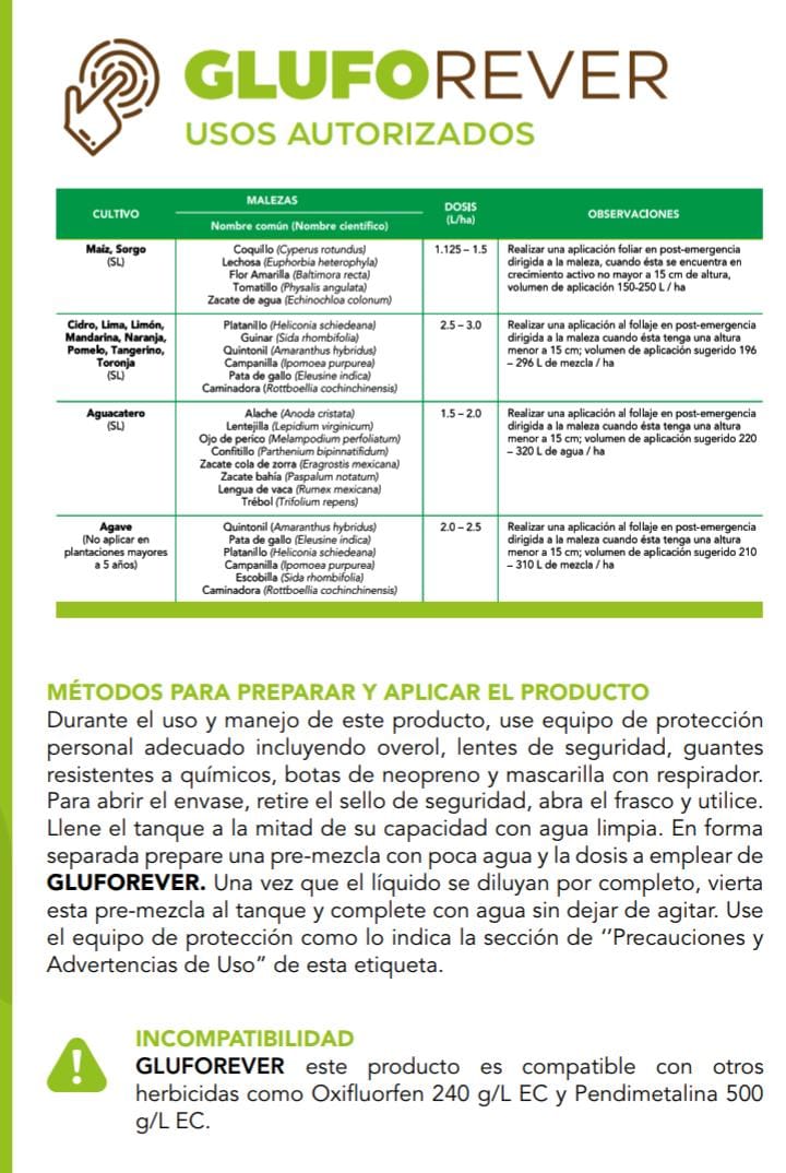 Glufosinato De Amonio Gluforever Herbicida Post Emergent 1lt – Torke