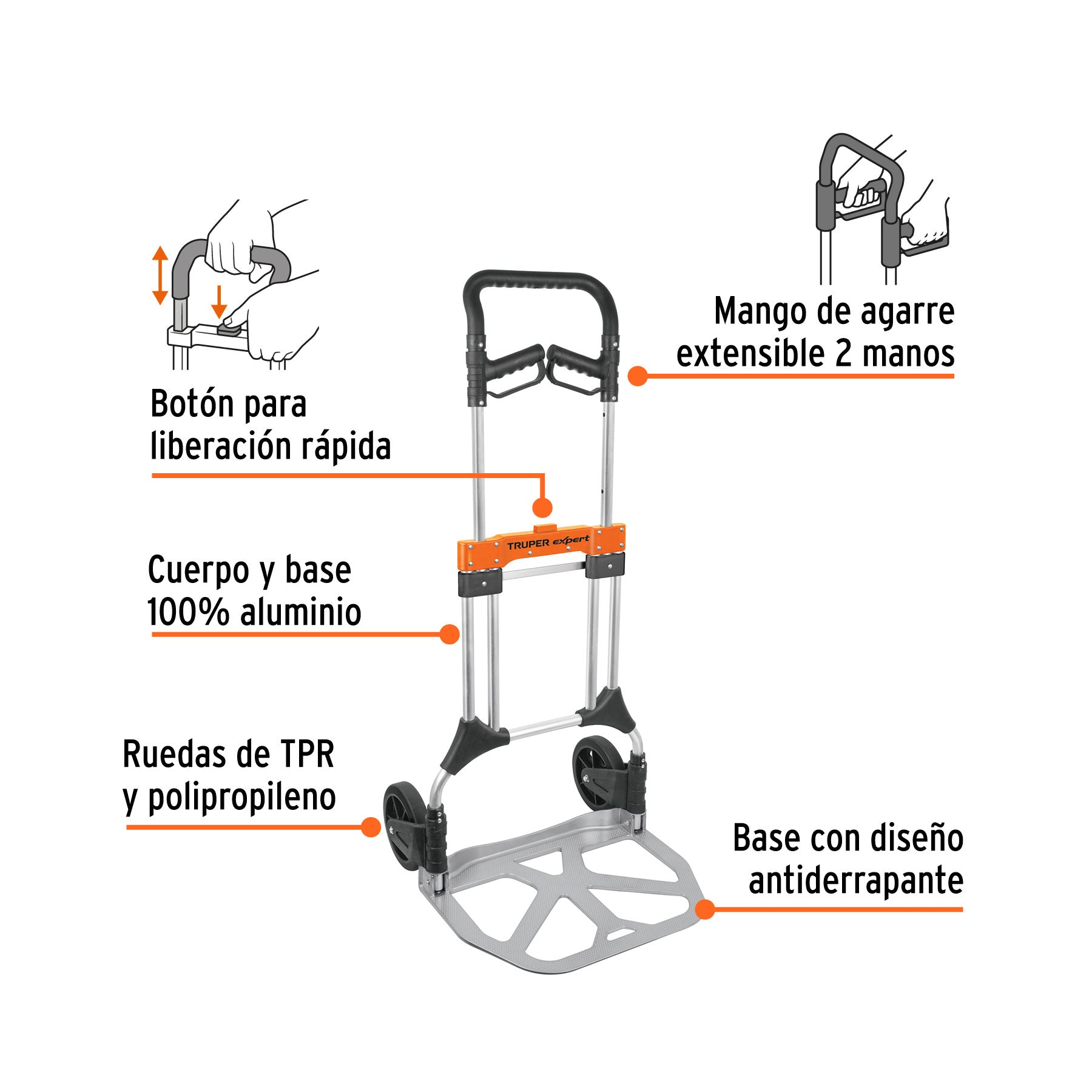 Diablo de Carga Plegable 200 KG 14090 Truper Expert – Torke