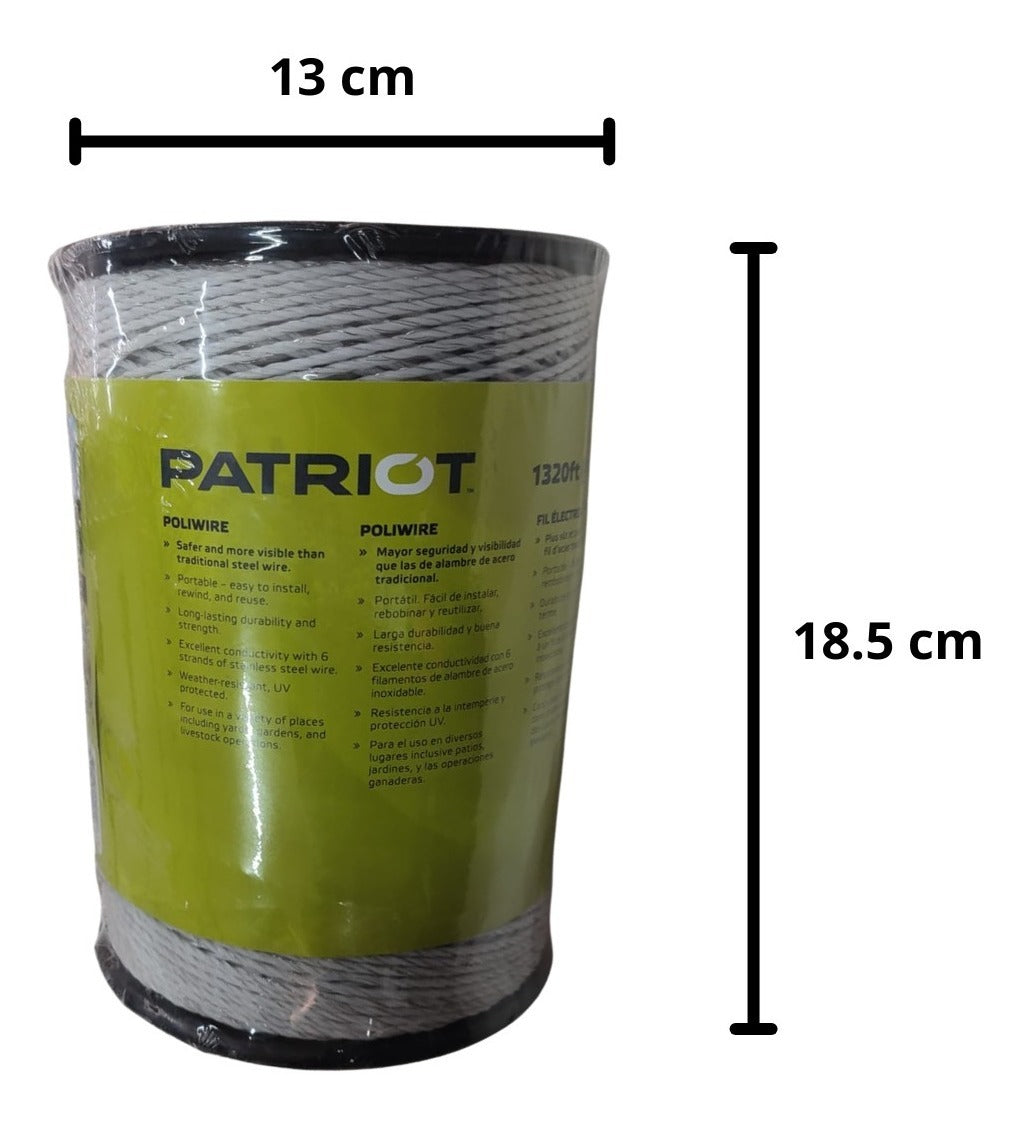 Polywire Hilo Cerco Eléctrico 400 M Patriot 6 Filamentos – Torke